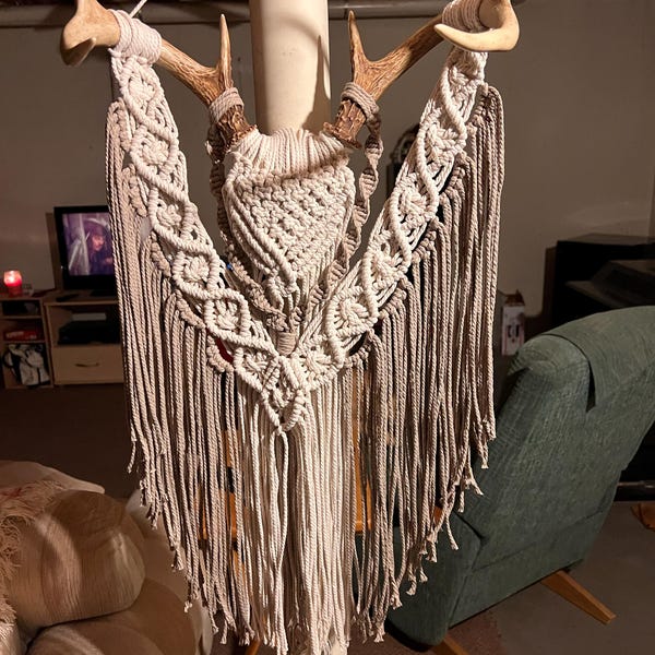 Macrame Antler Tutorial Pattern Wall Hanging, Digital Download, Witchy ...