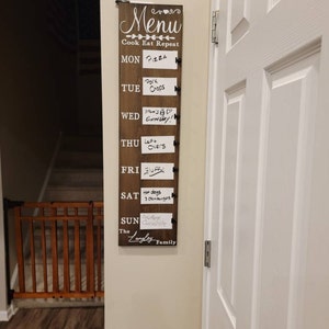 Menu Board, Kitchen Decor, Hanging Farmhouse Menu, Weekly Menu Board ...