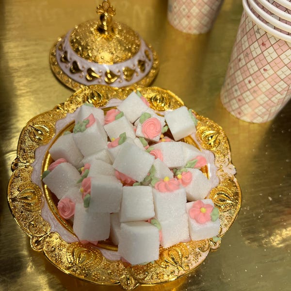 Sugar Cubes With Pink Royal Icing Flower Decoration for Your Tea Party ...
