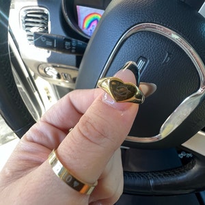 Personalized Heart Signet Ring Heart Ring Engraved Ring Gold Heart Ring ...