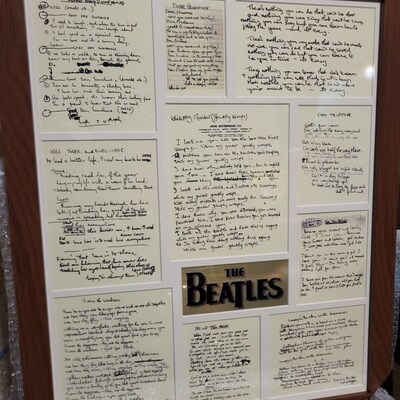 The Beatles Original Handwritten Lyrics Display Framed Montage 1 - Etsy