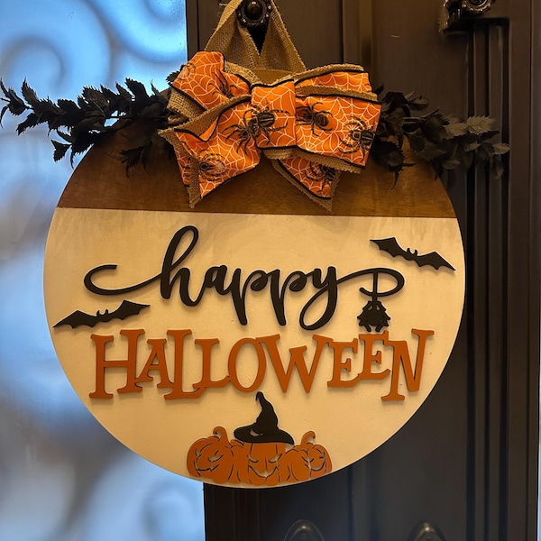 Halloween Door Hanger | Halloween Wreath | Happy Halloween Front Door ...