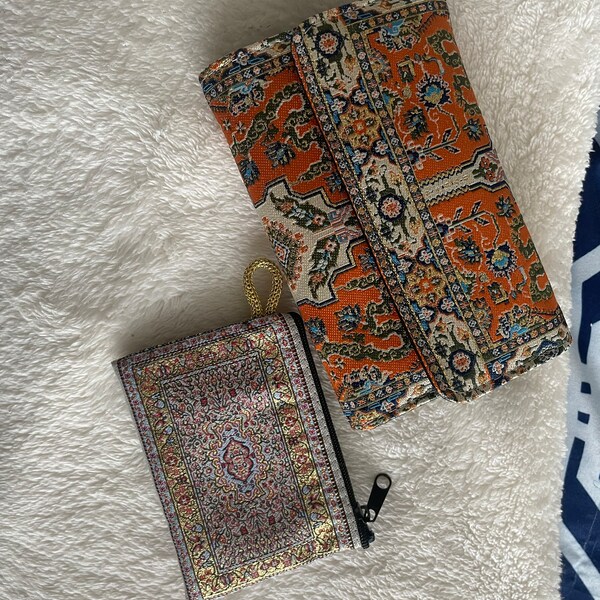 Small Wallet for Women, Boho Wallet Made With Carpet Patterns, Womens ...