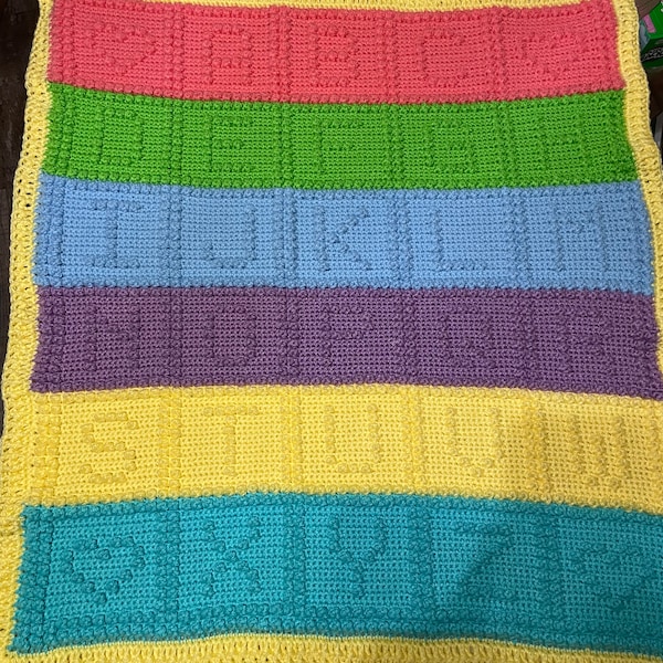 Alphabet Baby Afghan, Bobble Crochet Pattern, Graph and Written Row by ...