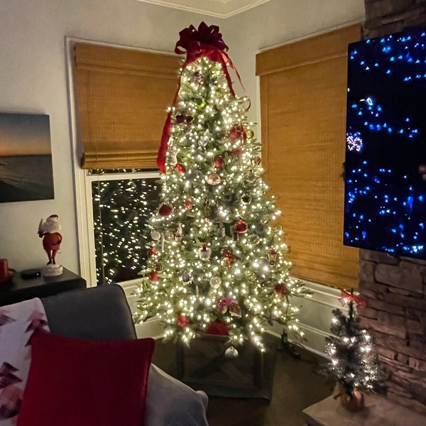 Rustic Christmas Tree Topper Bow, Large Christmas Bow Tree Topper ...