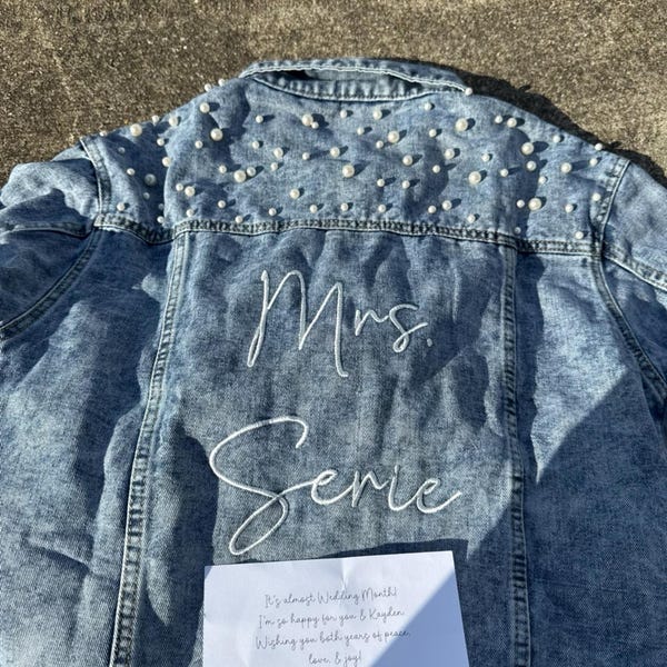 Bride Jean Jacket, White Personalized Bridal Jacket, Bride Denim Jacket ...