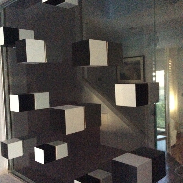 Modern Art Sculpture. Original Wood Wall Art. Wooden 3D Cubes in Black ...