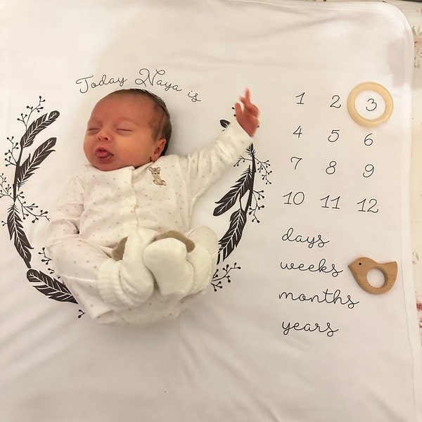 Baby Age Blanket - Baby Milestone Blanket - Baby Blanket - New Baby ...