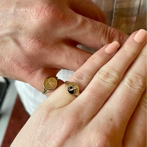 Handmade Flat Signet Ring / 14k & 18k Gold Signet Ring / Gold | Etsy