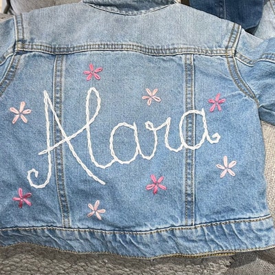 Name Embroidered Personalised Baby Children Denim Jacket Flowers - Etsy UK