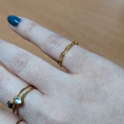 Dainty Paper Clip Chain Ring in Gold, Sterling Silver, Rose Gold ...
