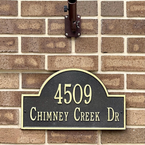 LAWN MOUNTED Stone Address Plaque With Engraved Numbers. Address Sign ...