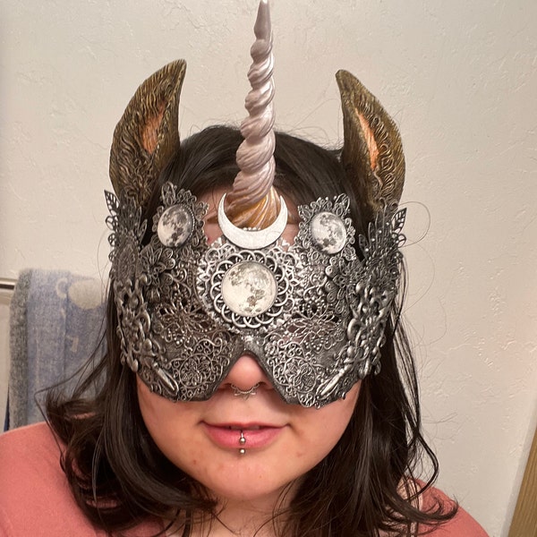 Blind Gothic Masquerade Mask for Him and Her, Filigree Moon Mask ...