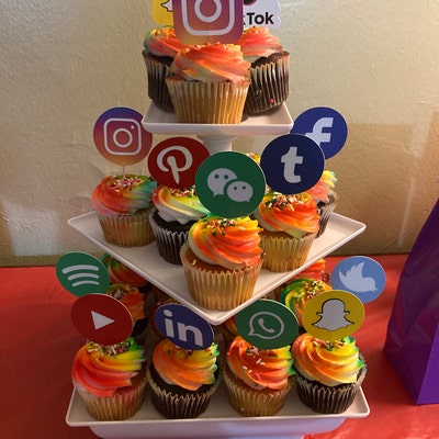 Social Media Birthday Party, Cupcake Toppers, App Party, Instagram ...