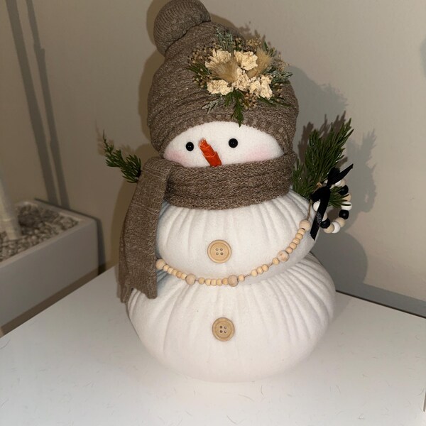 Handmade Fleece Snowman, Pastel Pink With Beaded Garland and Christmas ...