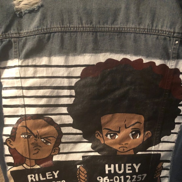 The Boondocks Denim Jacket / Custom Hand Painted Denim Jacket / Black ...