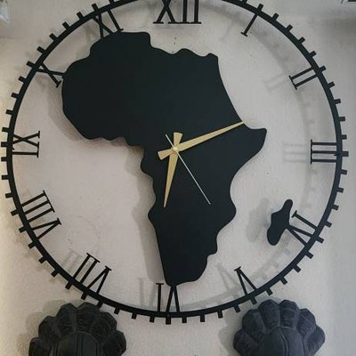 Black Africa Map Clock, Africa Metal Wall Clock, Livingroom Metal Wall ...