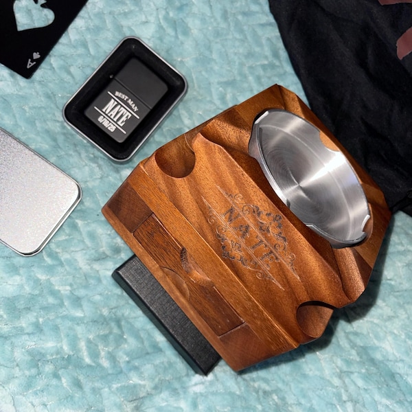 Personalized Whiskey & Cigar Tray Glass Holder Ashtray Whiskey, 2 in 1 ...