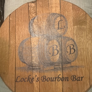 American Bourbon Whiskey Barrel Bar Sign Rustic Decor Aged Oak Barrel ...