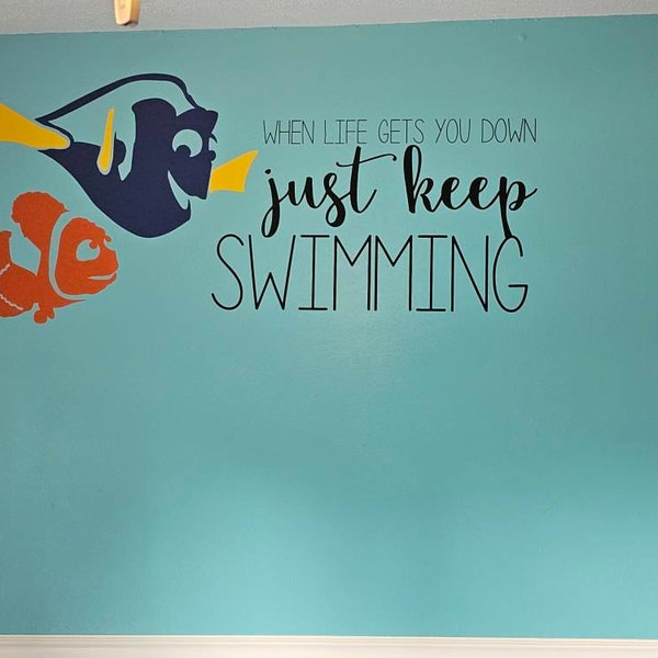 Just Keep Swimming Finding Nemo Dory Quote Vinyl Wall Decal Wall Quote ...