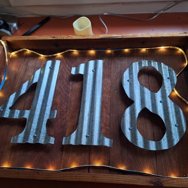 12 Inch Corrugated Tin Numbers / Rusty Tin Numbers / Corrugated Tin ...
