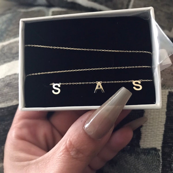 14k Solid Gold Initial Necklace , Name Necklace, Personalized Jewelry ...