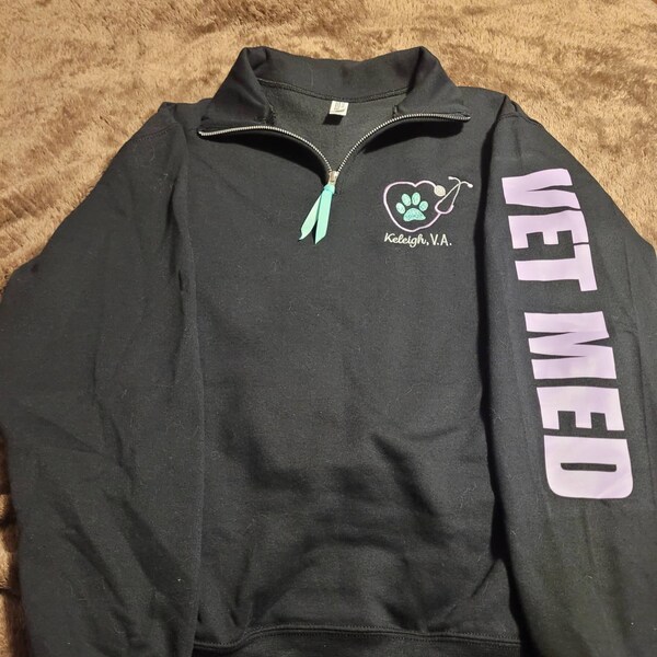 Vet Tech Pullover Sleeve Writing, Vet Tech Quarter Zip, Vet Assistant ...
