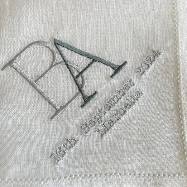 Monogrammed Linen Napkin, Custom Embroidered Linen Napkin, Luxury Table ...