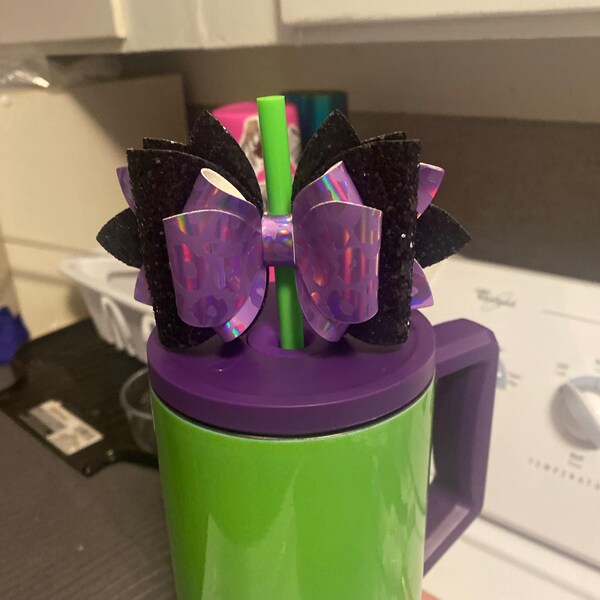 Cream Moon Stanley Tumbler Bow Topper Gold and Cream Straw Topper Bow ...