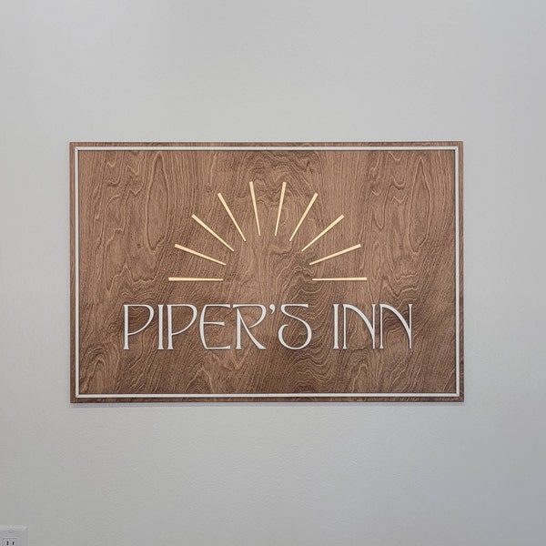 3D Logo Laser Cut Small Business Sign Wall Mounted Shiny Plastic ...