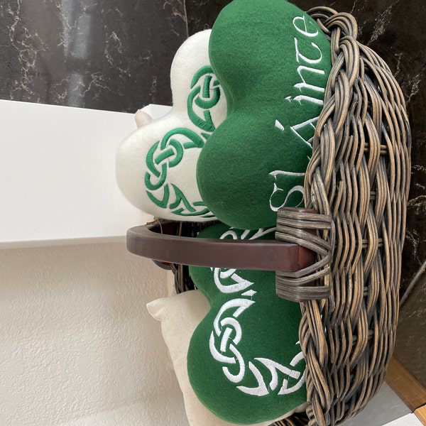 Celtic Irish St Patrick's Day Valentines Green and White Heart Plush ...