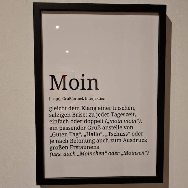 Definition: Moin | Format wählbar | Premium Spruch-Poster für Küche ...