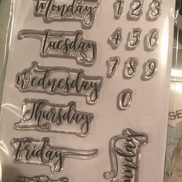 Weekday Journal Stamps, Clear Planner Stamps With Calendar Days of the ...