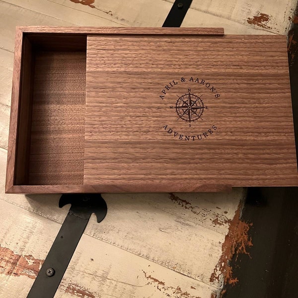 Travel Memory Box - Engraved Wood Keepsake Box for Sentimental Items ...