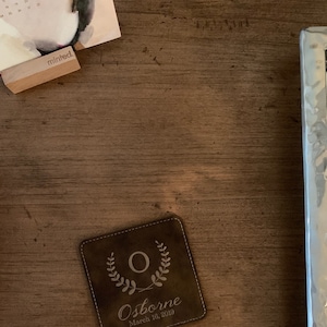 Personalized Family Name Coaster Set, Customized Leather Coasters ...