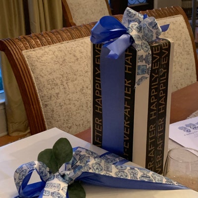 Japanese Pagoda Chinoiserie Ribbon Blue and White, for Gift Wrap, Tree ...