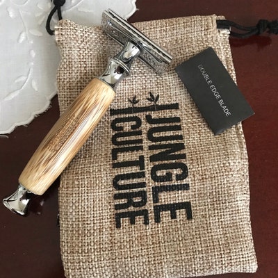Unisex Reusable Safety Razor With Bamboo Handle & Travel Bag Eco ...