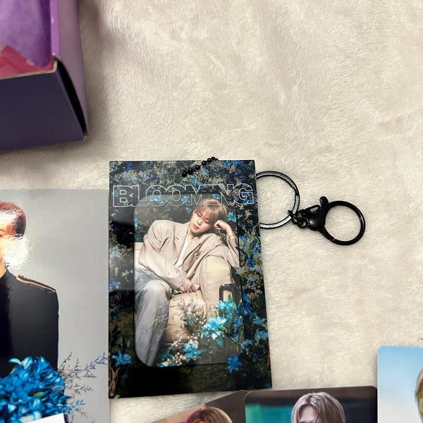 Jimin Acrylic Photocard Holder Keychain: Kpop Fan Accessory - Blooming ...