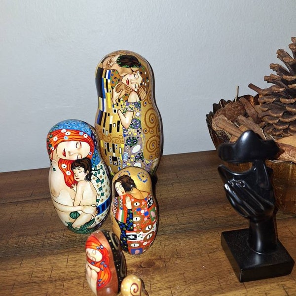 The Kiss Gustav Klimt Nesting Dolls Matryoshka Tree of Life Gustav Klimt Stacking Dolls - Etsy