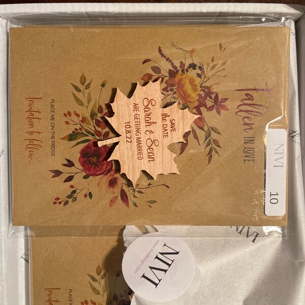 Kraft Save the Date Magnet With Cards, Autumn Fall Wedding Maple Leaf ...