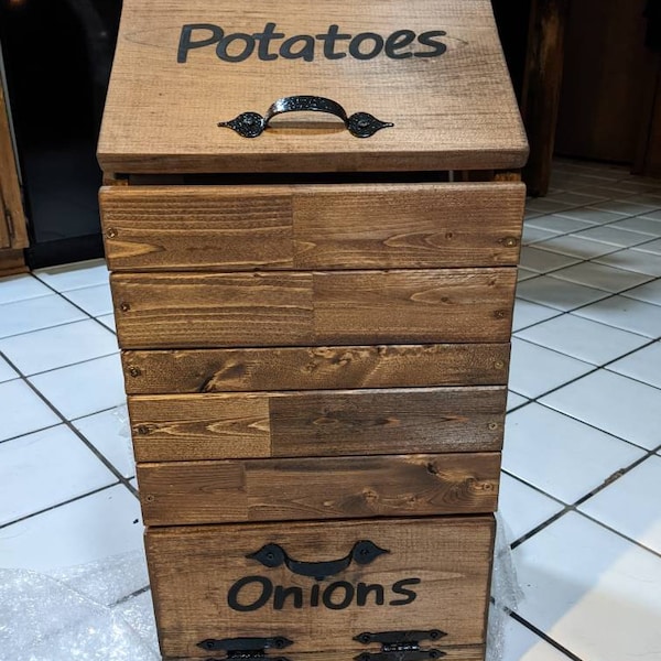 Wooden Potato & Onion Bin / Vegetable Storage / Potato Bin / Onion Bin ...