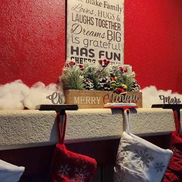 Christmas Stockings Name Tags Wooden Names for Stocking, Family ...