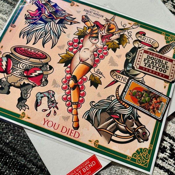 TARNISHED Traditional Tattoo Flash Sheet - Etsy