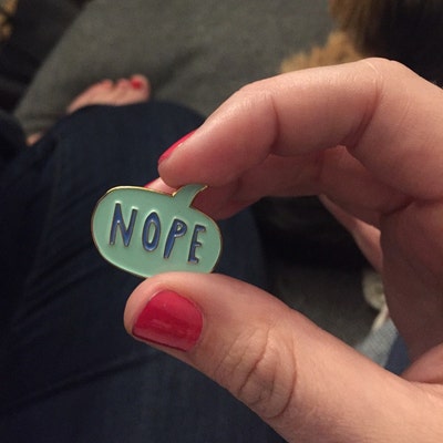 Nope Lapel Pin Speech Bubble Saying NOPE Enamel Pin Illustration ...