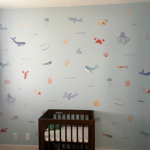Ocean Animal Wall Decals - Removable, Reusable Wall Stickers ...