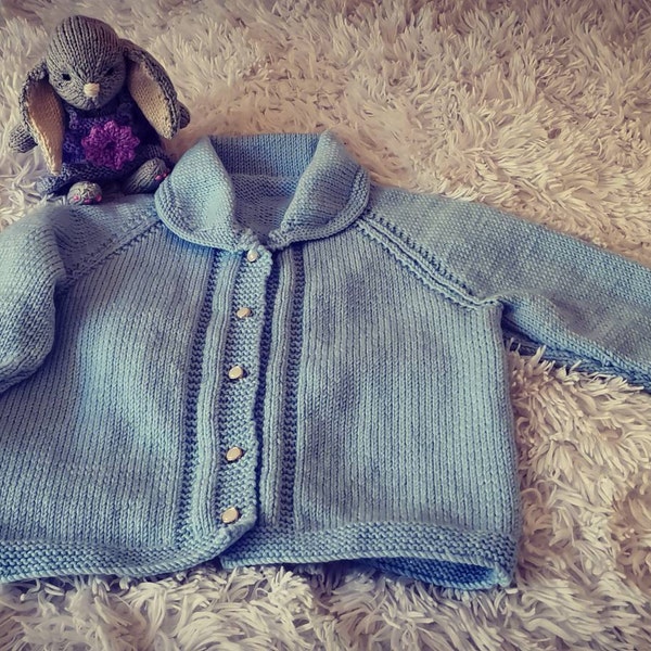 Baby Knitting Pattern, Blue Cardigan Jacket, Size 19 to 22 Inch Chest ...