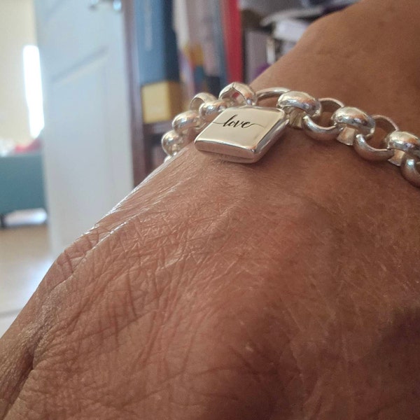 Stackable Sterling Silver Plated Padlock Bracelet: Elegant Rolo Chain ...