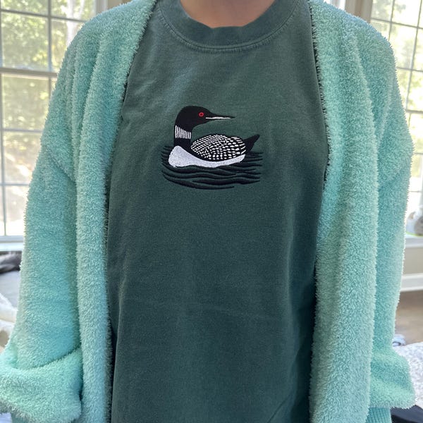 Embroidered Loon Shirt, A Little Bit Loony, Funny Common Loon T Shirt ...