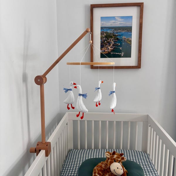 Duck Nursery - Baby Mobile Goose Blue Ribbon - Baby Mobile Boys - Crib ...