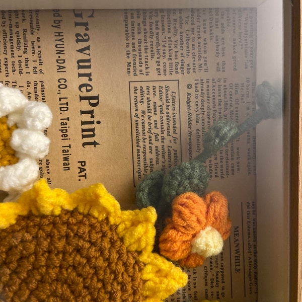 Crochet Mixed Flowers Bouquet in Picture Frame, Handmade Knitted ...